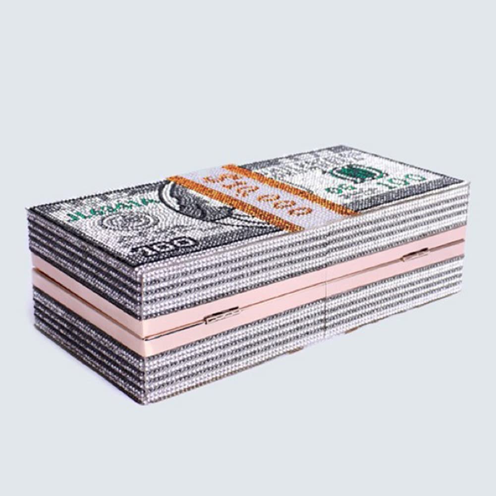 mojoyce Fashion Rhinestone Money Clutch Purses Dollars Evening Female Lady Handbags