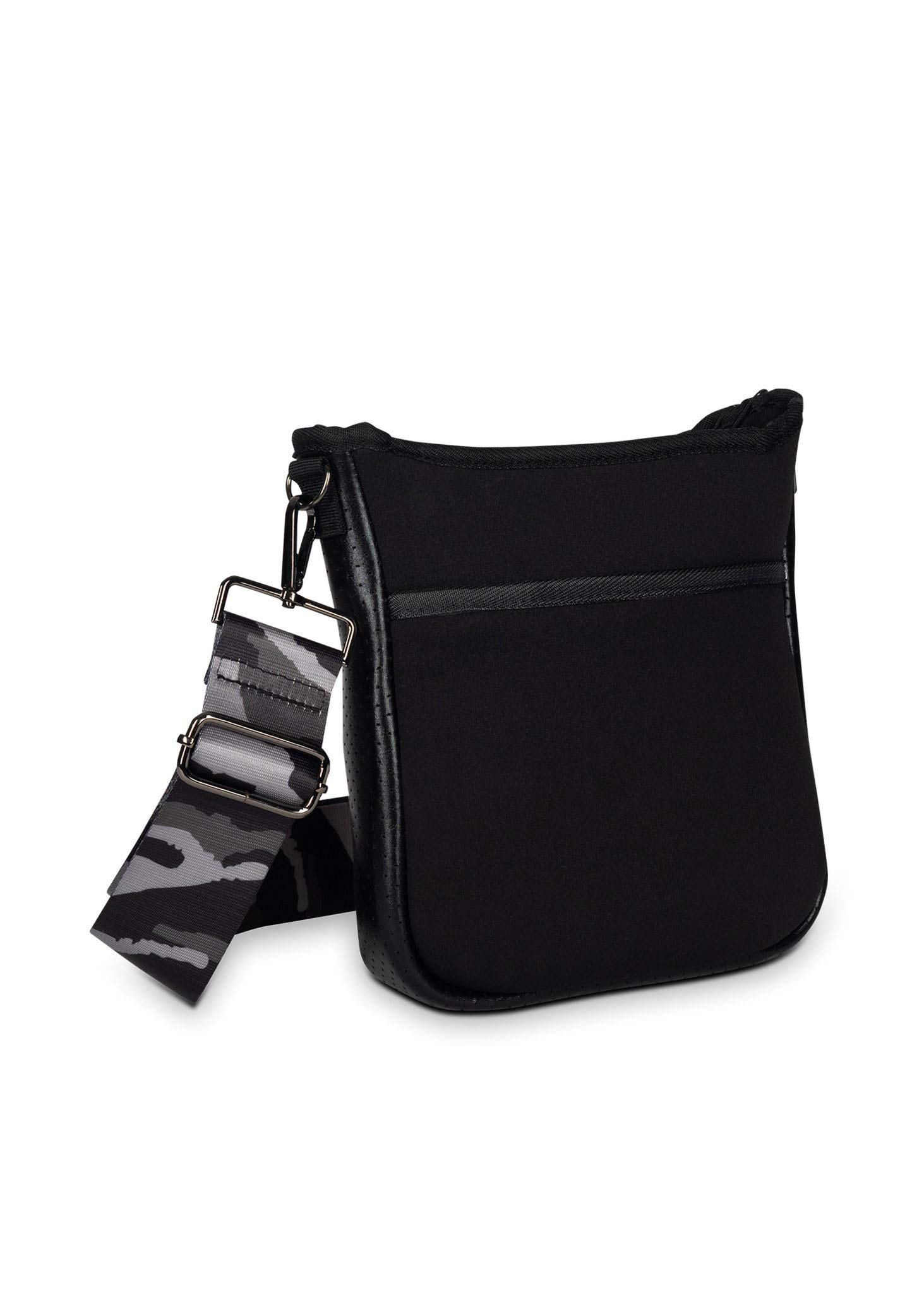 Jeri Noir Crossbody Tote by Haute Shore, Black W/Black & Grey