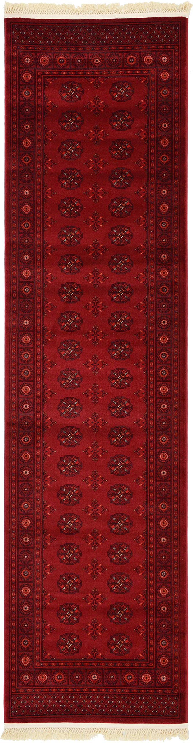 Unique Loom Tekke Collection Over-Dyed Saturated Traditional Torkaman Area Rug, 2 ft 7 in x 10 ft, Red/Burgundy