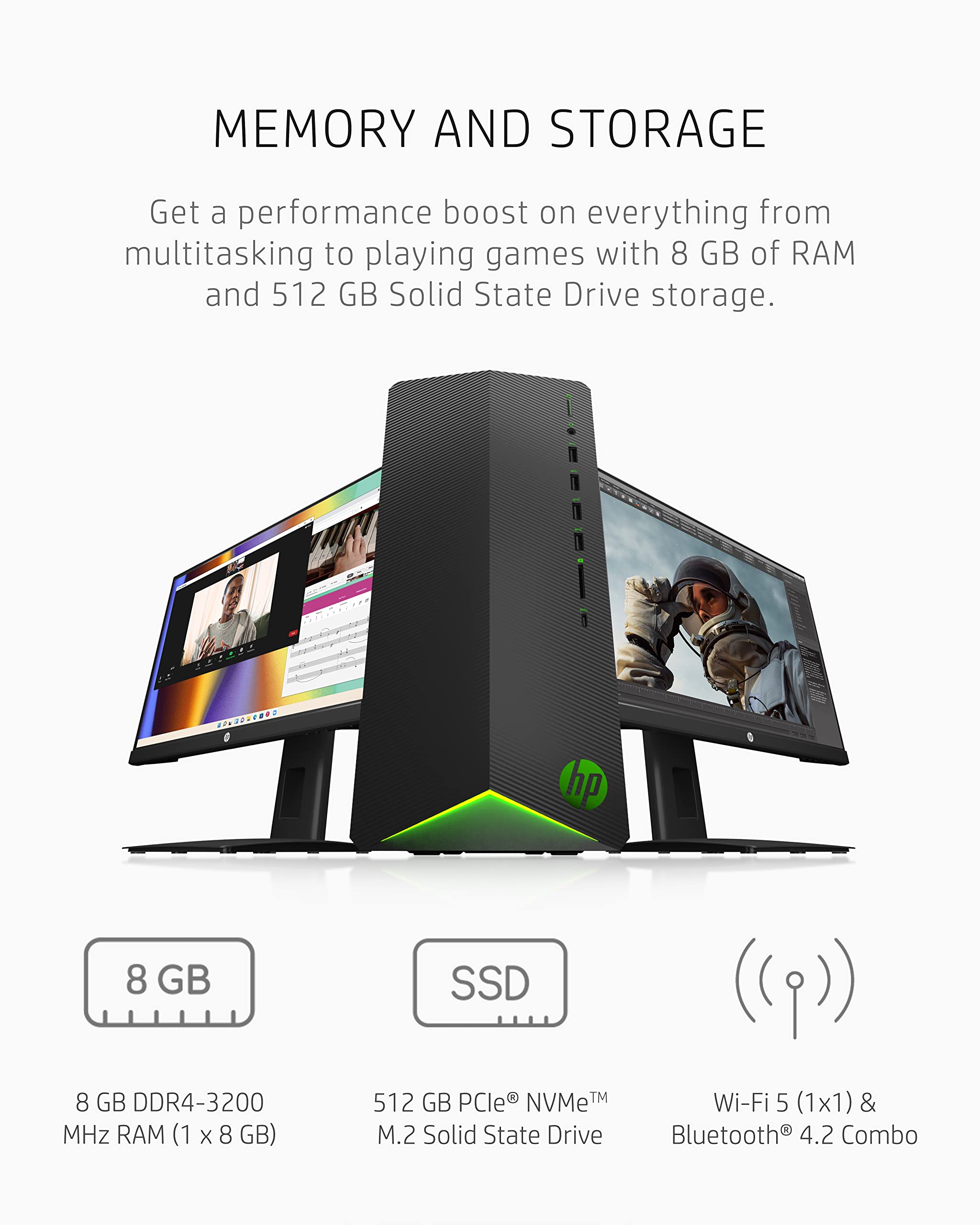 HP Newest Pavilion Gaming Desktop Computer, AMD 6-Core Ryzen 5 5600G Processor AMD Radeon RX5500 4 GB, 32GB RAM, 1TB PCIe NVMe SSD,Mouse and Keyboard, Win 11 Home.w/ELMTech