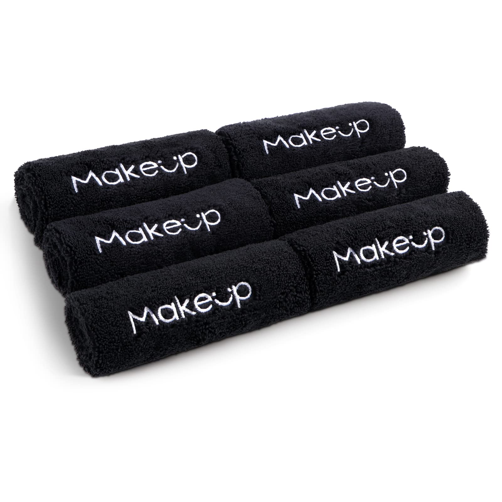 HOMEXCEL Makeup Remover Cloth 6 Pack,Premium Washable Soft 13x13 Inch Facial Cleansing Makeup Towels,Quick Dry Microfiber Face Towels Washcloths For All Skin Types,Black