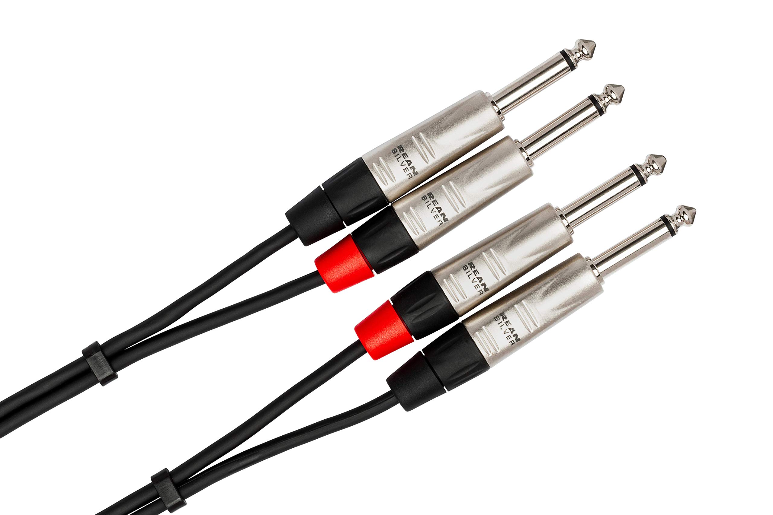 Hosa HPP-015X2 Pro Stereo Interconnect, Dual REAN 1/4 in TS to Same, 15 ft