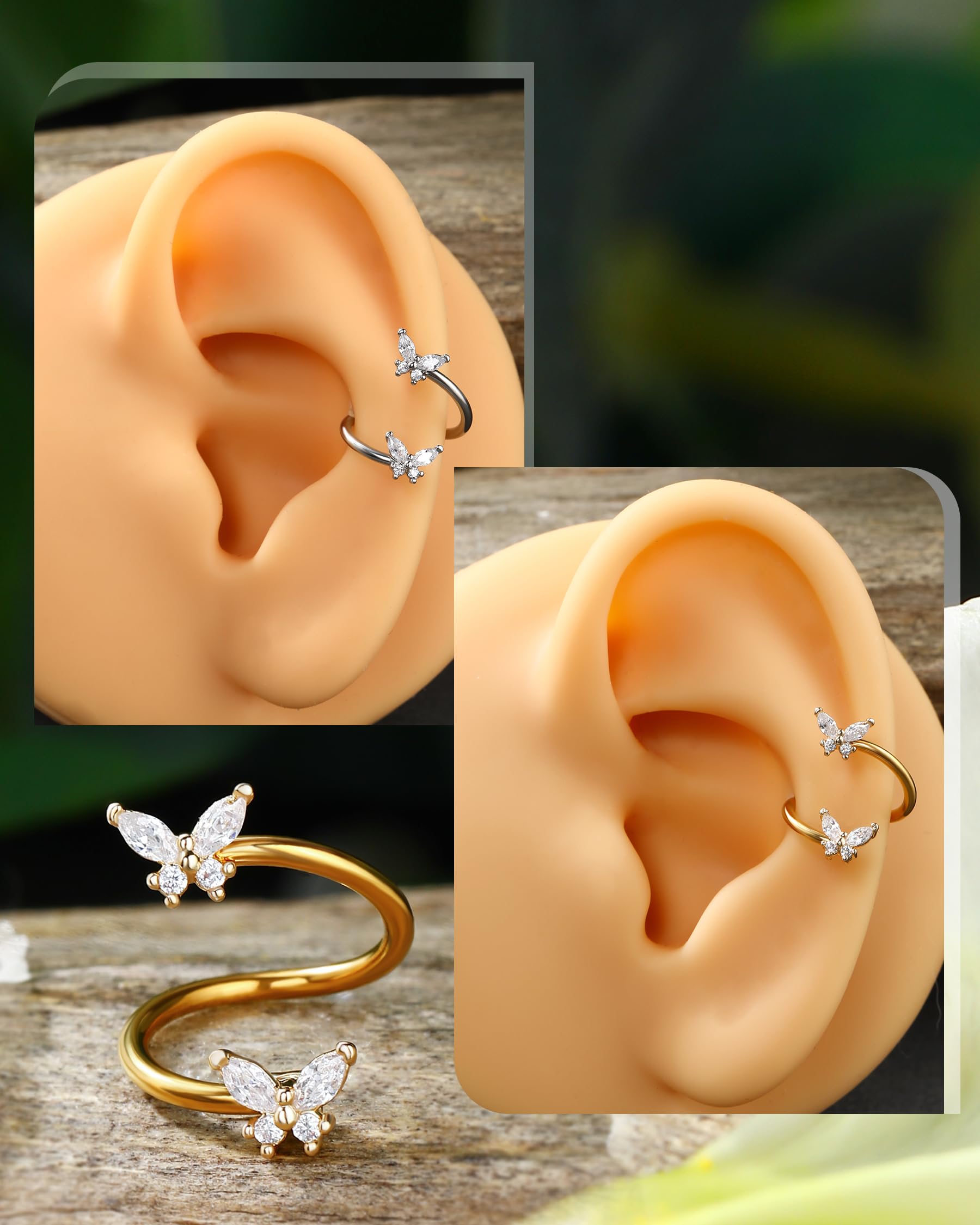 Jewseen 8PCS Silicone Tunnels 2g-1''Double Flared Ear Gauges Plugs Flexible Stretching Ear Piercing Jewelry