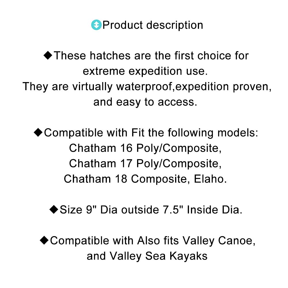 KINTLE 9" Dia Outside 7.5" Inside Dia Kayak Valley Round Hatch Cover - Compatible with V C P- (Black)
