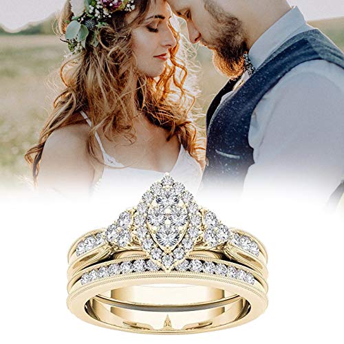 Junqisd Dainty Princess Crown Inlaid Crystal Ring Fashion Personalized Cubic Zirconia Wedding Engagement Anniversary Ring for Women(Gold,7)