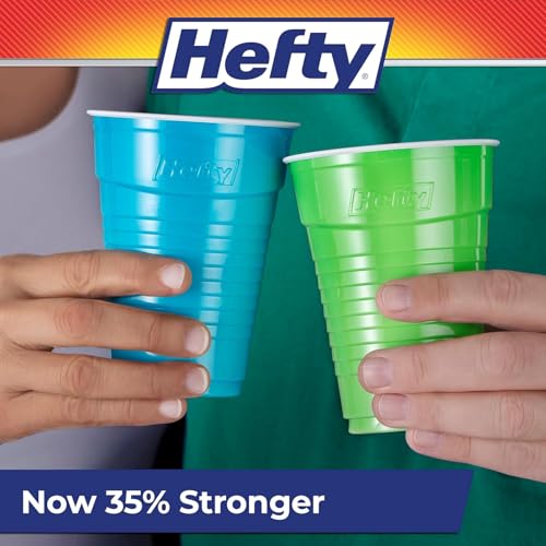 Hefty TKctPv Plastic Party Cups, Assorted Colors, 16 Ounce, 100 Count