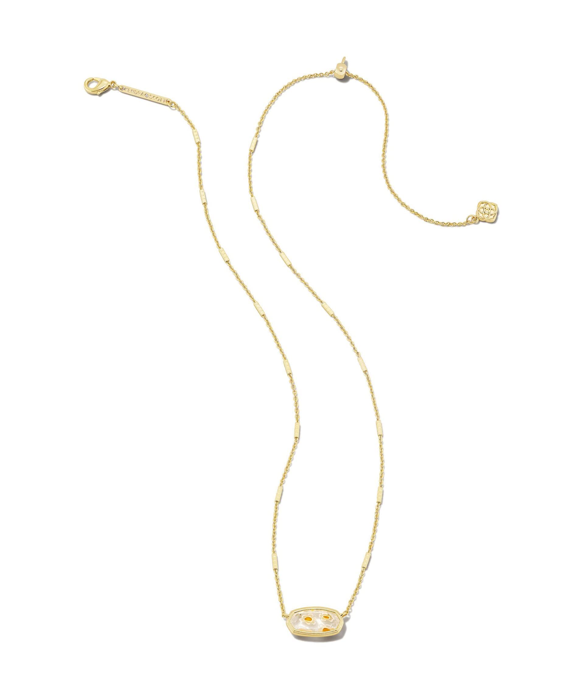 Kendra Scott Framed Elisa Short Pendant Necklace Gold Iridescent Opalite Illusion One Size