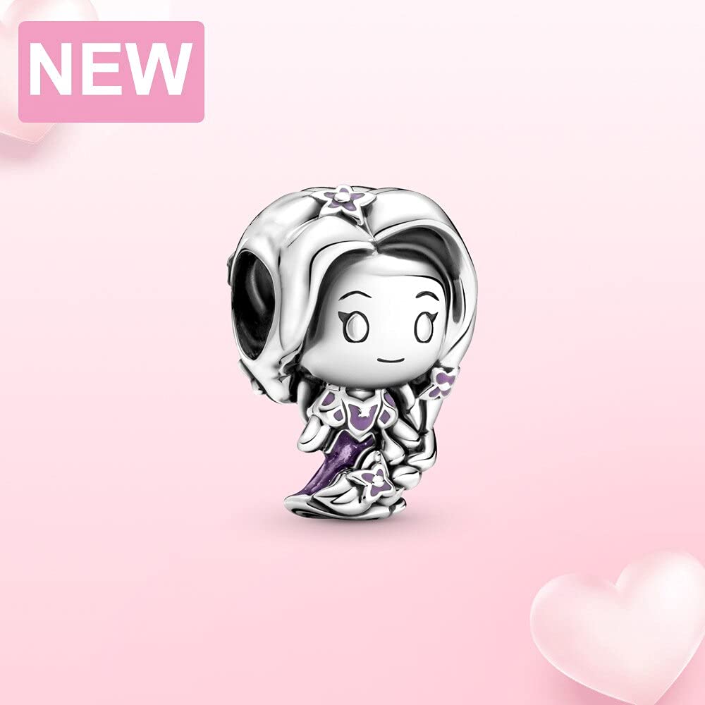 Jahn S925 Charms - Sterling Silver Cartoon Princess Charm - Bracelet Charms - Compaitble With Pandora Charm Bracelets (Tangled, Rapunzel Charm)