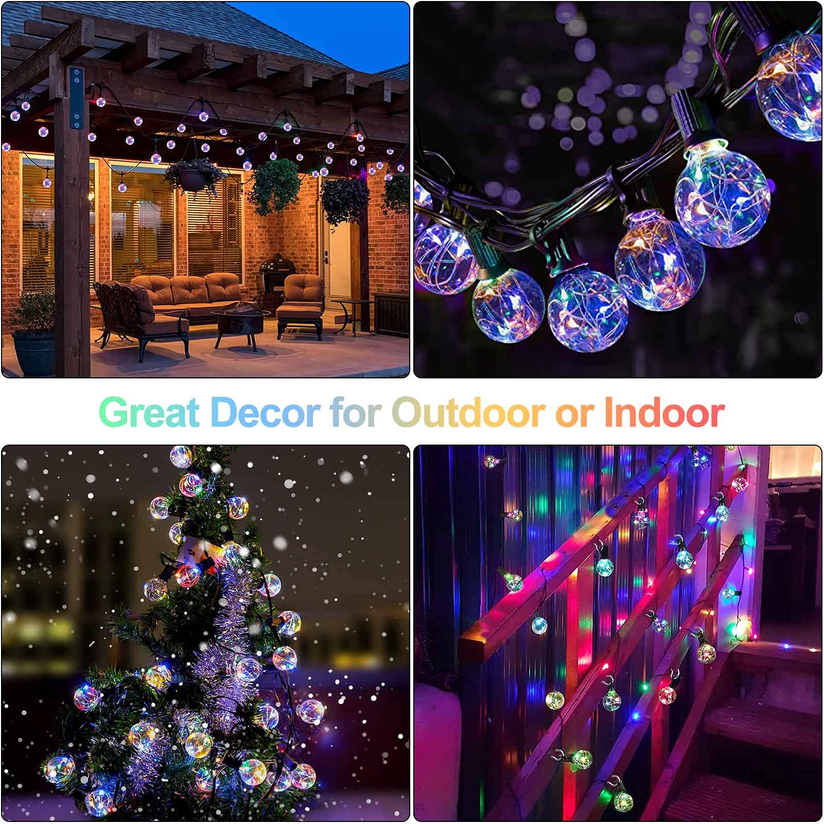 IELECMG LED String Lights Outdoor 35 FT G40 Patio String Lights 32 Bulbs(2 Spare) Linkable Dimmable Waterproof Decorative Lighting with Remote for Garden Wedding Party Decorations