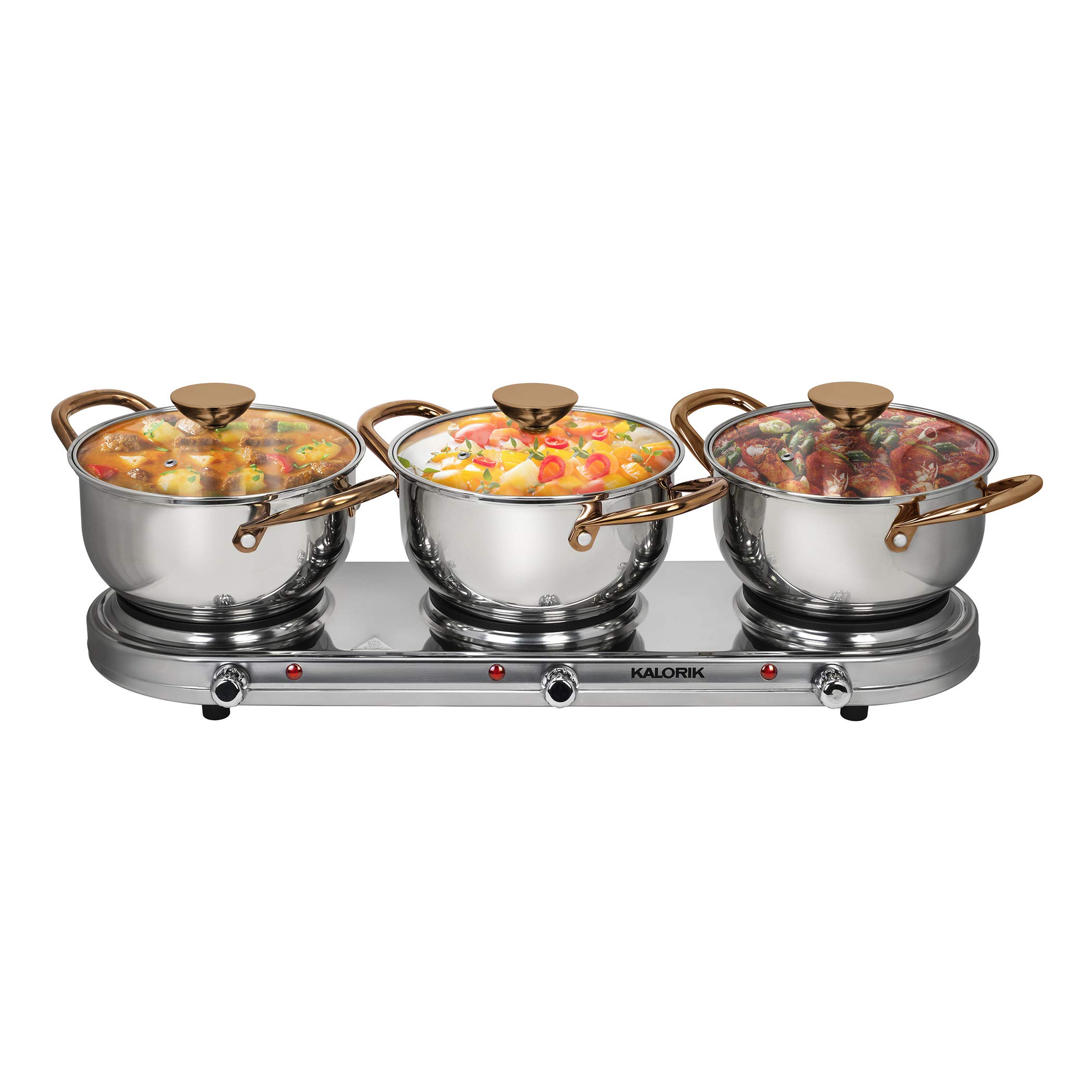 Kalorik Triple Burner Buffet Set, Copper