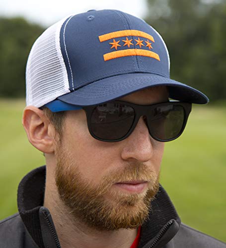 International Tie Orange Chicago Flag Hat for Men and Women – Adjustable One Size Trucker Cap, Baseball, Snapback, Hat Mesh Back with an Embroidered Patch