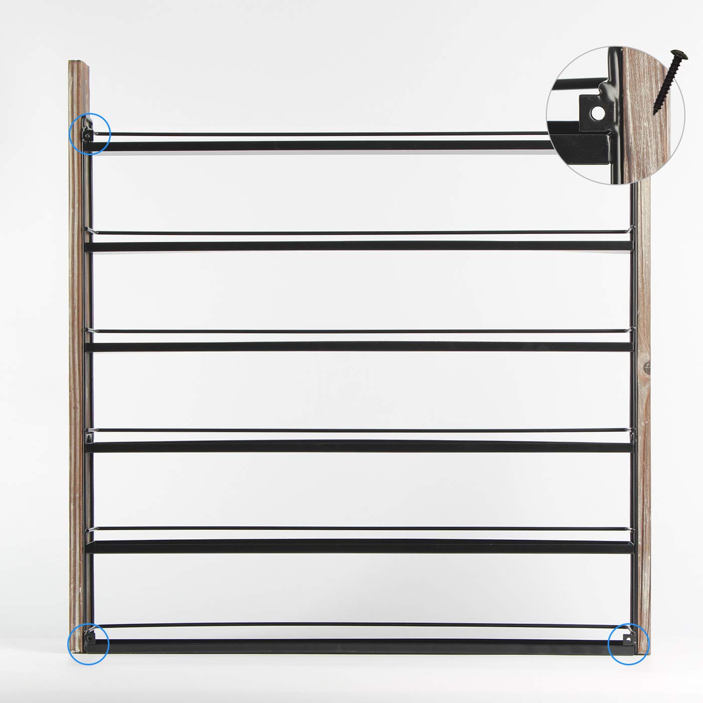 J JACKCUBE DESIGN Rustic Wood Nail Polish Organizer with 6 Tier shelves 100 bottles Wall Mount Display Rack Makeup Bottles Holder Storage for Nail Salon Bedroom Dress room - MK528A