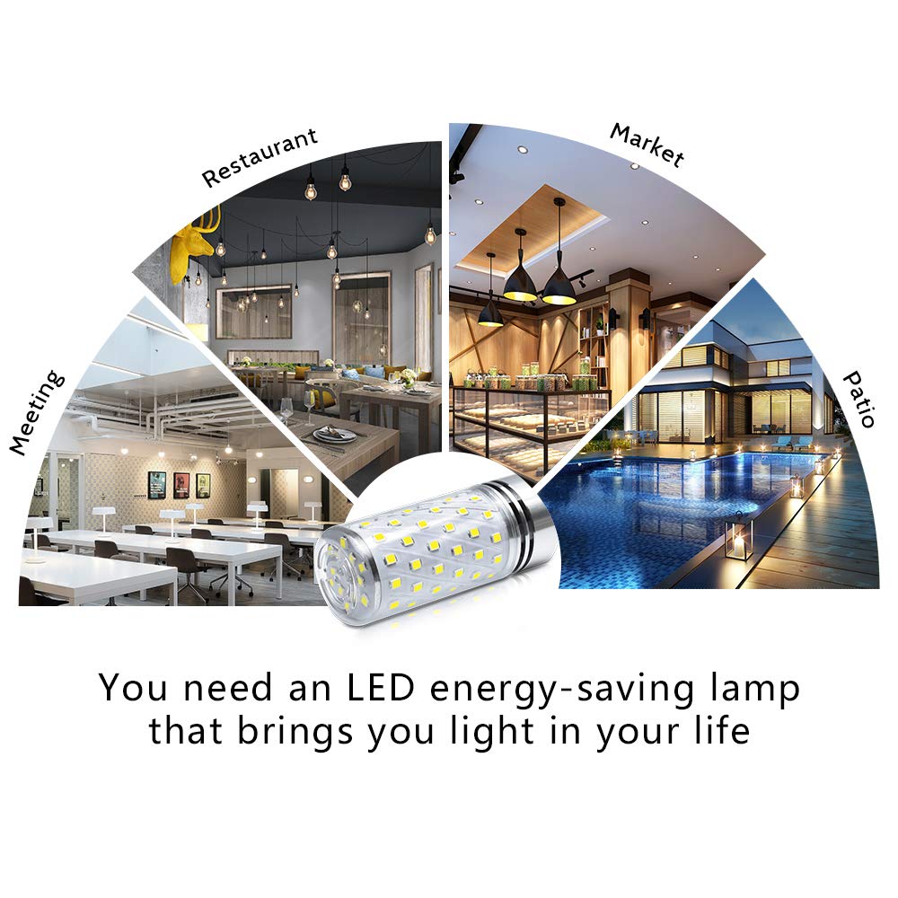 inShareplus E12 LED Corn Bulb 16W LED Candelabra Light Bulbs 1500LM 6000K Daylight White, 120W Equivalent, LED Chandelier Bulbs, Decorative Candle Base Workshop Non-Dimmable LED Lamp (4-Pack)