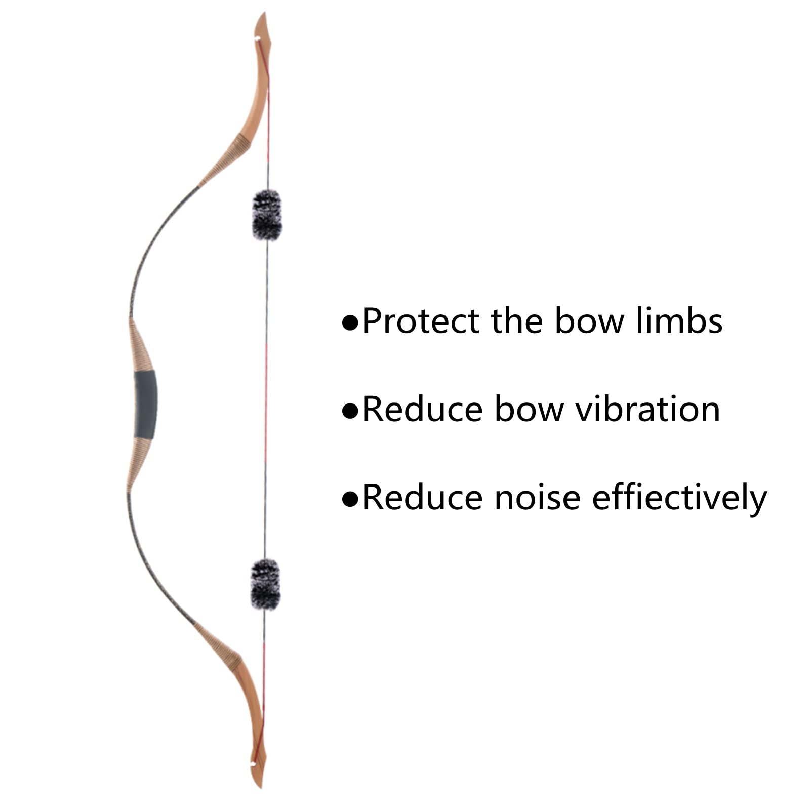 Huntingdoor 2 Pairs Archery String Silencer Bow Stabilizer Bowstring Silencer for Recurve Bow Traditional Hunting Bow