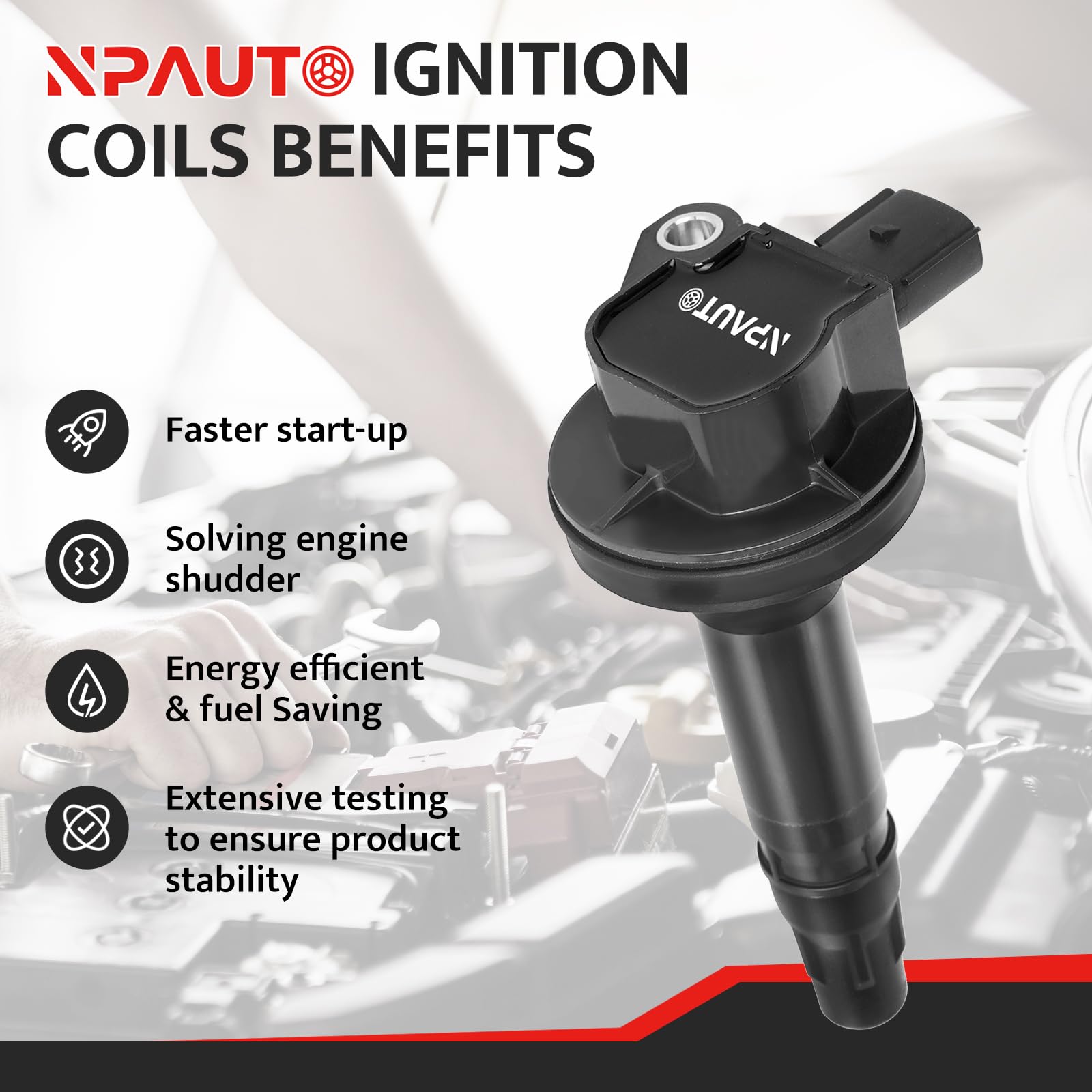 Ignition Coil Pack Replacement for 3.5 3.7 V6 Ford Edge Explorer F150 Flex MKS MKT MKZ, Mazda 6 CX-9 2007 2008 2009 2010 2011 2012 2013 2014 2015 2016 3.7L 3.5L, UF553 DG520, Pack of 6