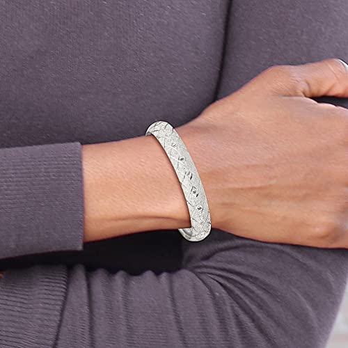 IceCarats 925 Sterling Silver 10mm Textured Bangle Bracelet Cuff Expandable Stackable Flexible Fine Jewelry For Women Gifts For Her