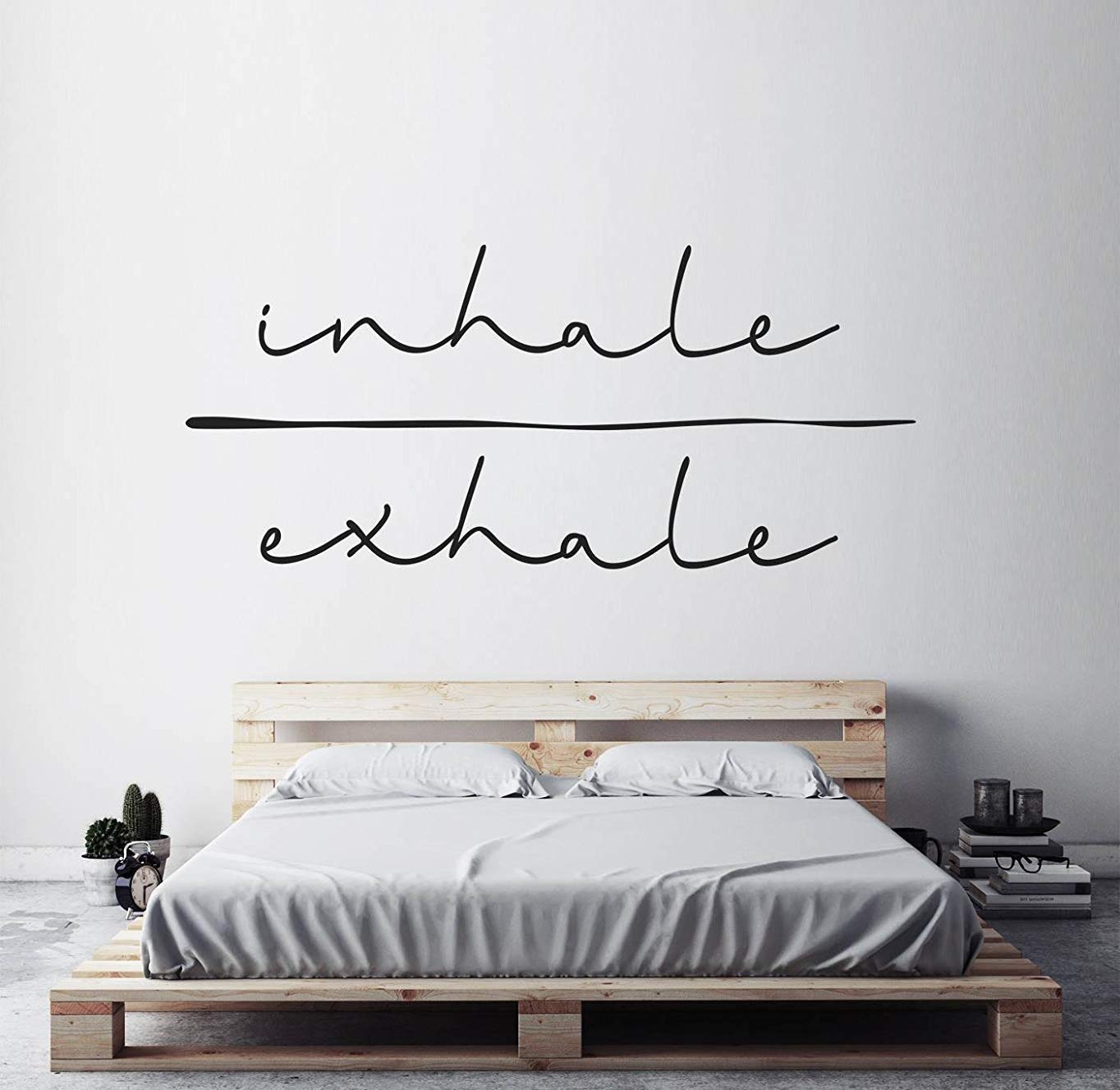 Inhale Exhale Art Typography Sticker Minimalist Art Spiritual Decal Bedroom Wall Sticker Wall Art Decal Yoga Studio Decor (22" T x 50" W)