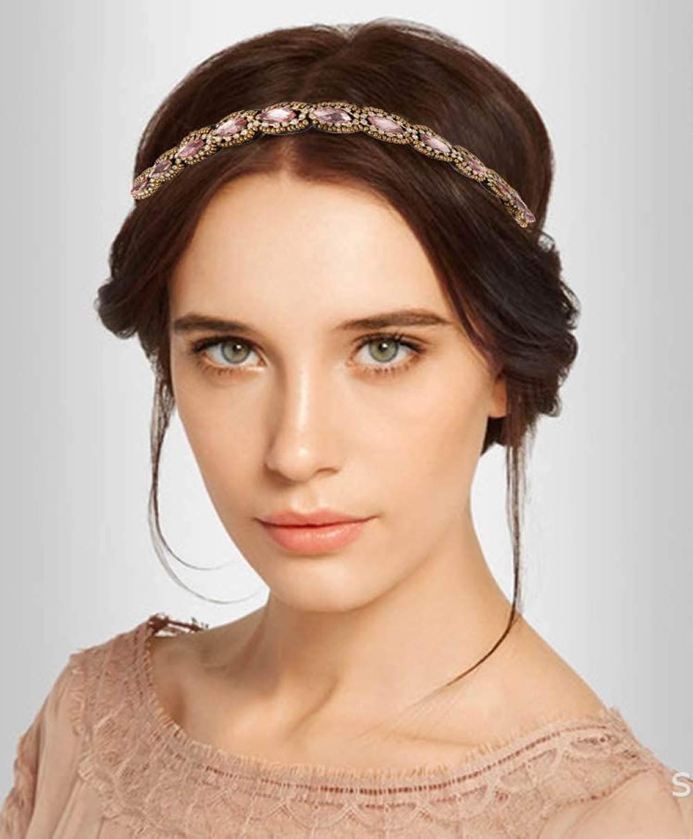 inSowni 7 Pack Handmade Rhinestone Crystal Beaded Stretchy Headbands Hair Accessories for Women Girls Brides