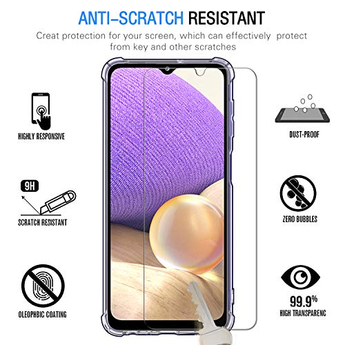 ivoler [4 in 1 Case for Samsung Galaxy A32 5G/M32 5G (Not fit A32 4G/M32 4G) with 3 Pack Tempered Glass Screen Protector, Clear Slim Soft TPU Silicone Protective Shockproof Phone Case 6.5 inch
