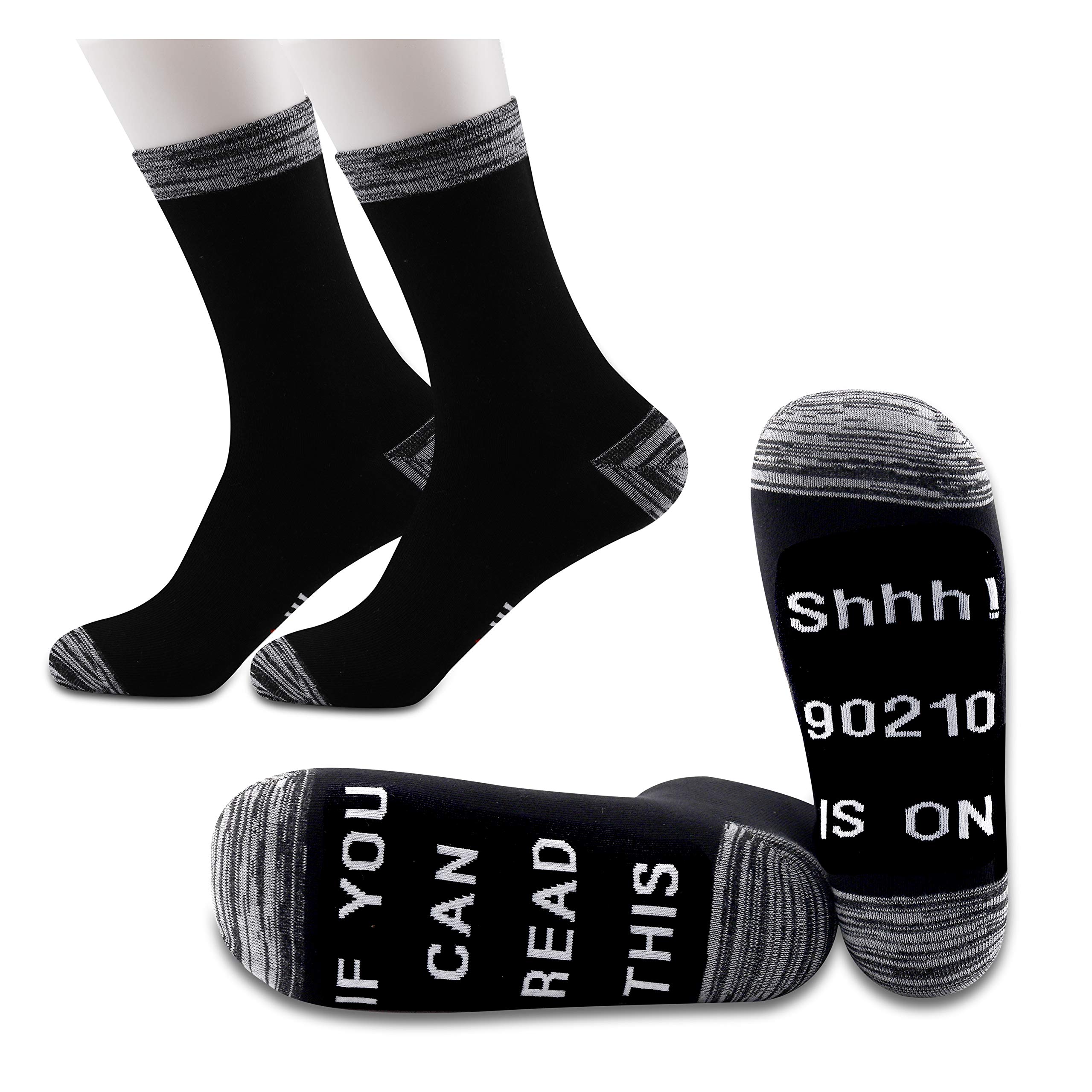JXGZSO 2 Pairs TV Show Inspired Sock Retro Gift If You Can Read This Shhh! Show Is On Socks (10 Is On)