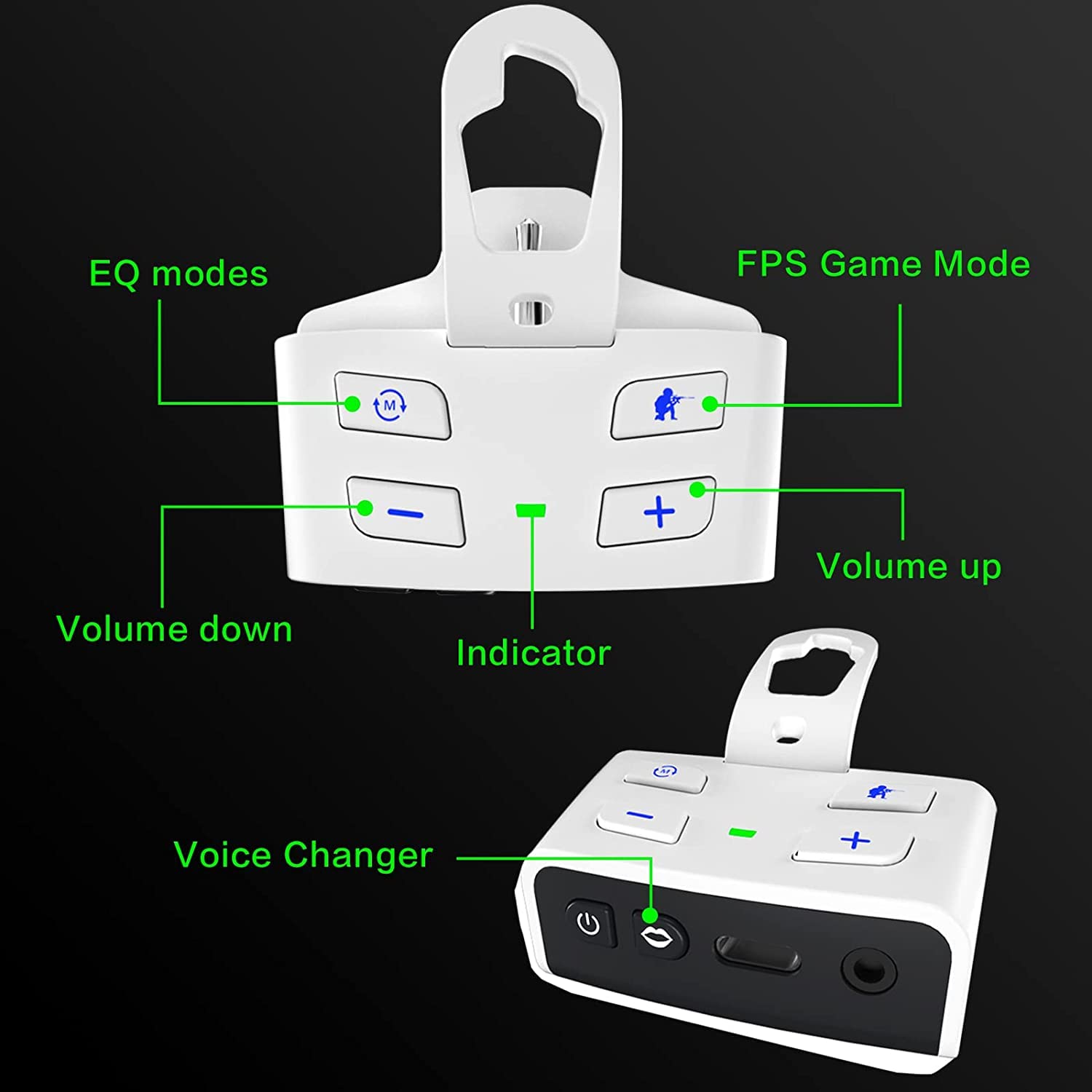 Kothab Voice Changer for PS5 Controller, Stereo Headset Adapter Sound Enhancer Headset Audio Controller Headphones Adapter Support 3.5mm Audio Jack/Type-C Audio Jack Headphones