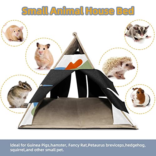 Y-DSIWX Guinea Pig Hideout House Bed, Art Pattern Rabbit Cave, Squirrel Chinchilla Hamster Hedgehog Nest Cage