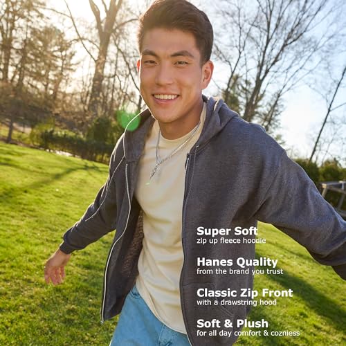 Hanes Men's Full-Zip Eco-Smart Hoodie, Deep Red, Large