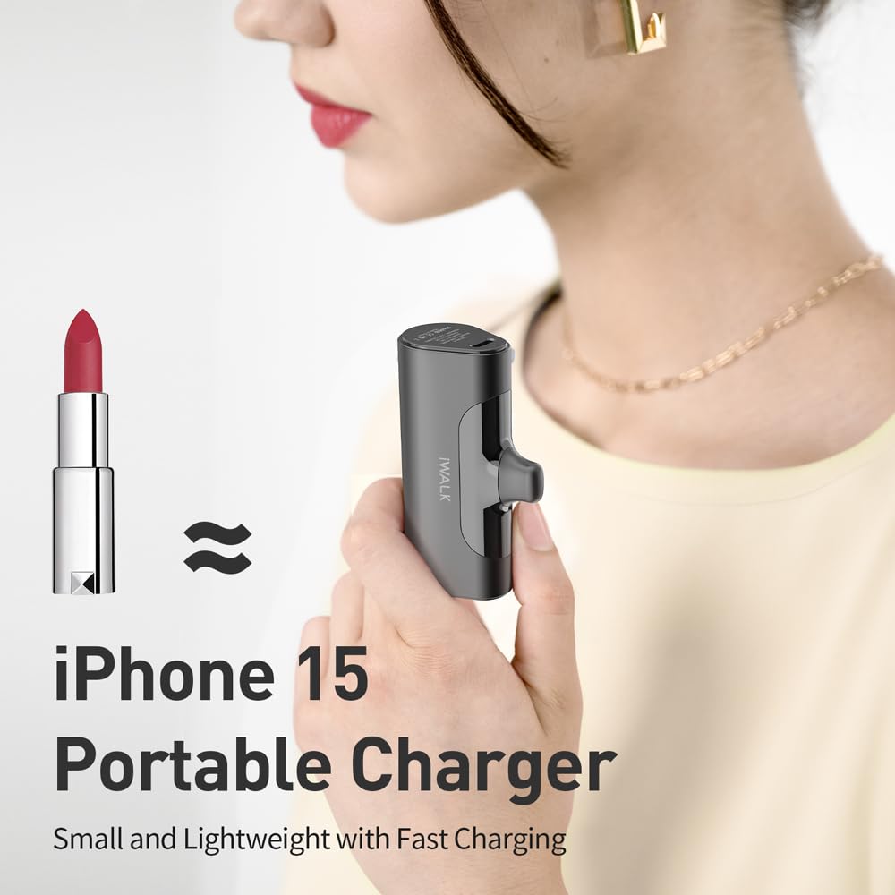 iWALK iPhone 15 Portable Charger 4500mAh 20W USB C Small Power Bank Fast Charging Battery Pack Compatible with iPhone 15,15 Plus,15 Pro,15 Pro Max,iPad, AirPods,Black