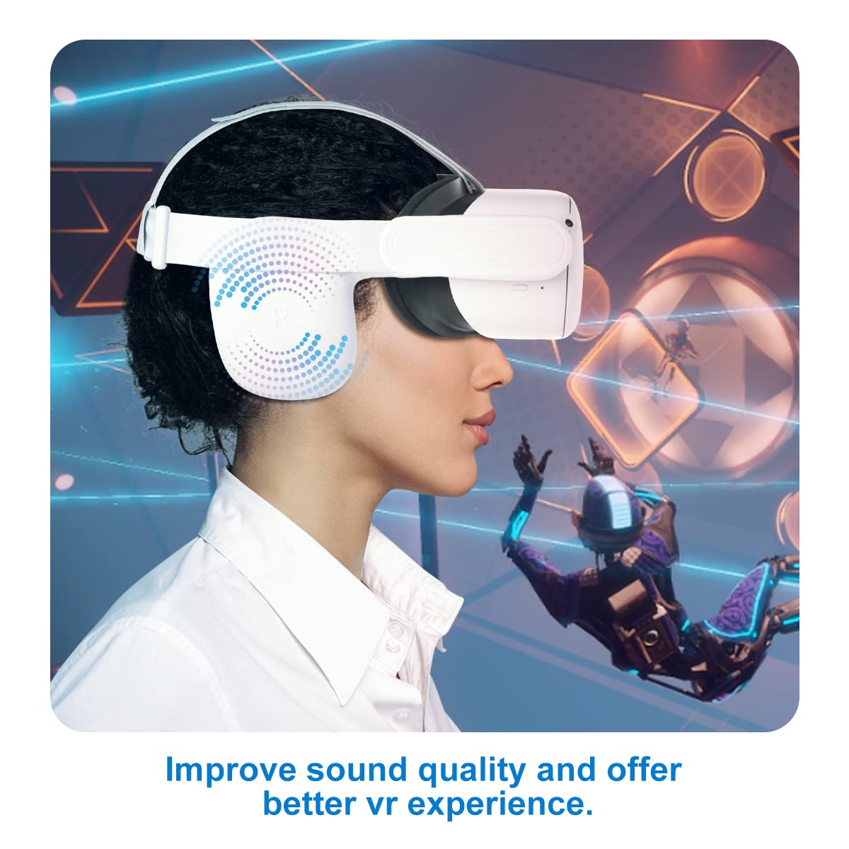 LANMU Silicone Ear Muffs Compatible with Meta/Oculus Quest 2, Enhance The Sound Quality and VR Experience (2 Pack, White)
