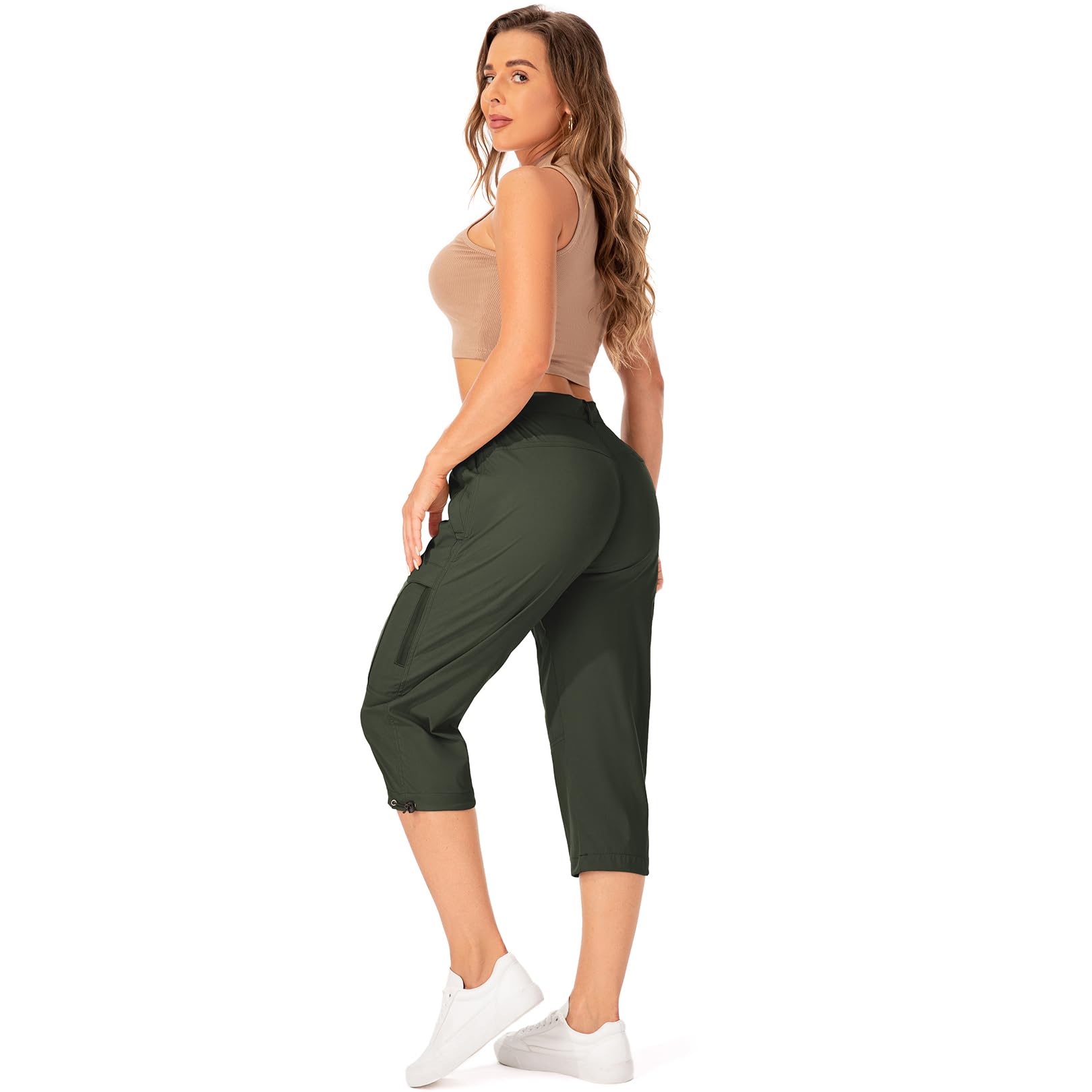Jessie Kidden Women's Stretch Cargo Shorts with Pockets Lightweight Quick Dry Ladies Work Pant (2030 Army Green US 16 = 36)