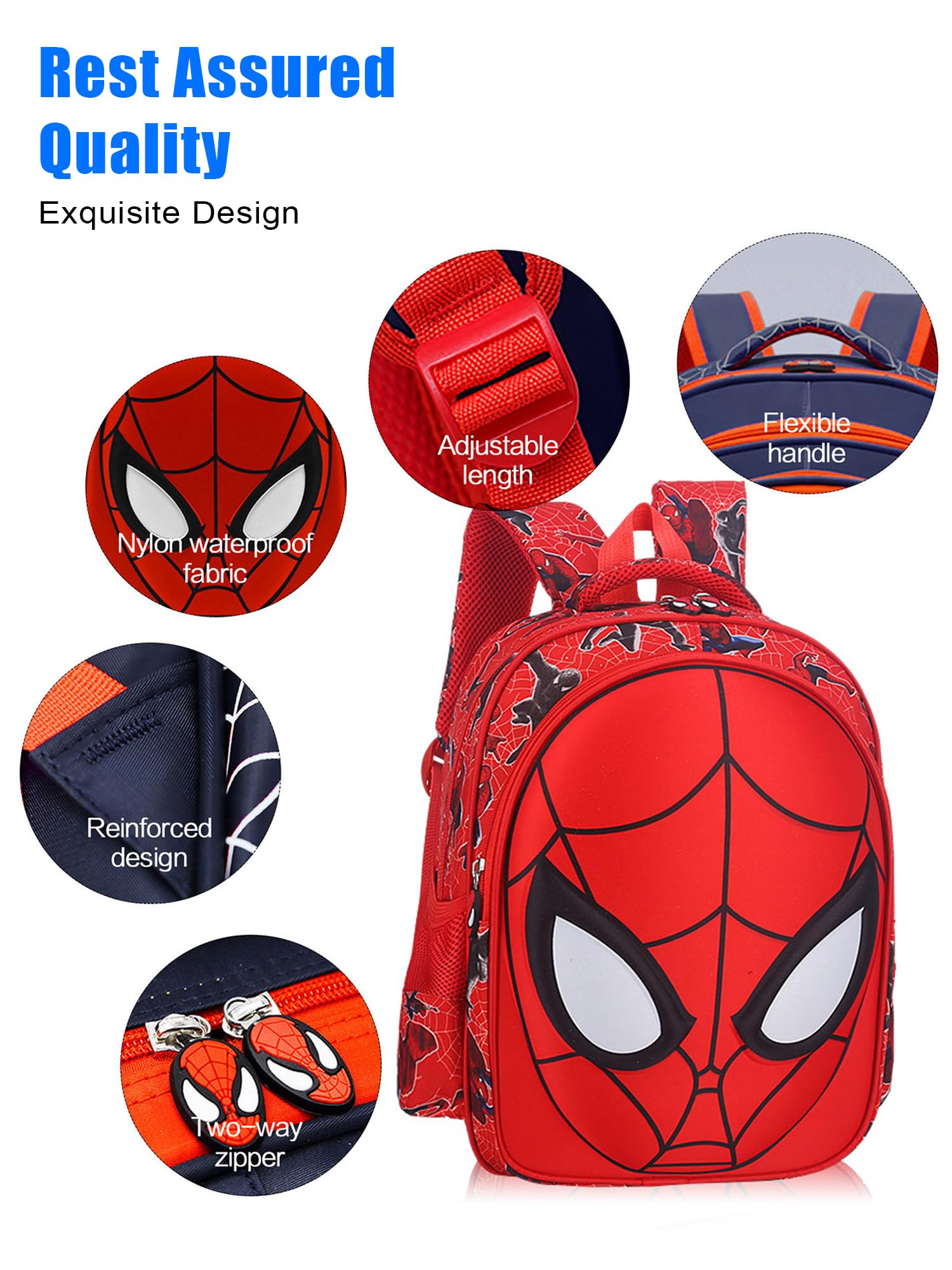 Jim Gin Toddler School Backpack 3D Comic Elementary Student Schoolbag Waterproof Lightweight Kids Bookbags for Boys Girls(Red M)