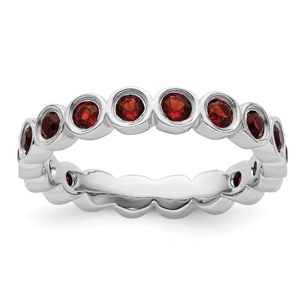 IceCarats 925 Sterling Silver Red Garnet January Birthstone Stackable Ring Gemstone Band Size 5