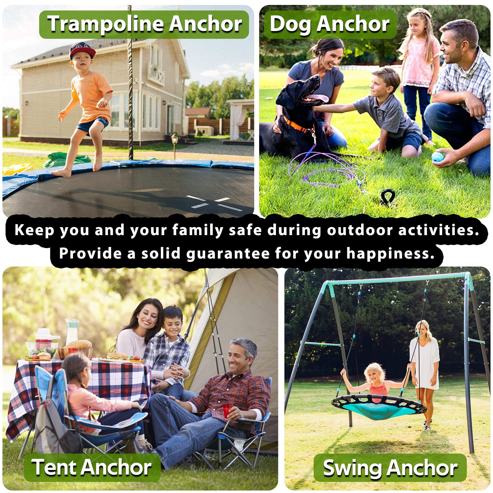 IMMERROT 6 PCS 15.3 Inch Ground Anchors Heavy Duty for High Winds Screw in Earth Anchor Swing Set Spiral Auger Stakes Suitable for Tent Trampoline Tree Garden Fence Sheds Swingset, Easy Use with Drill