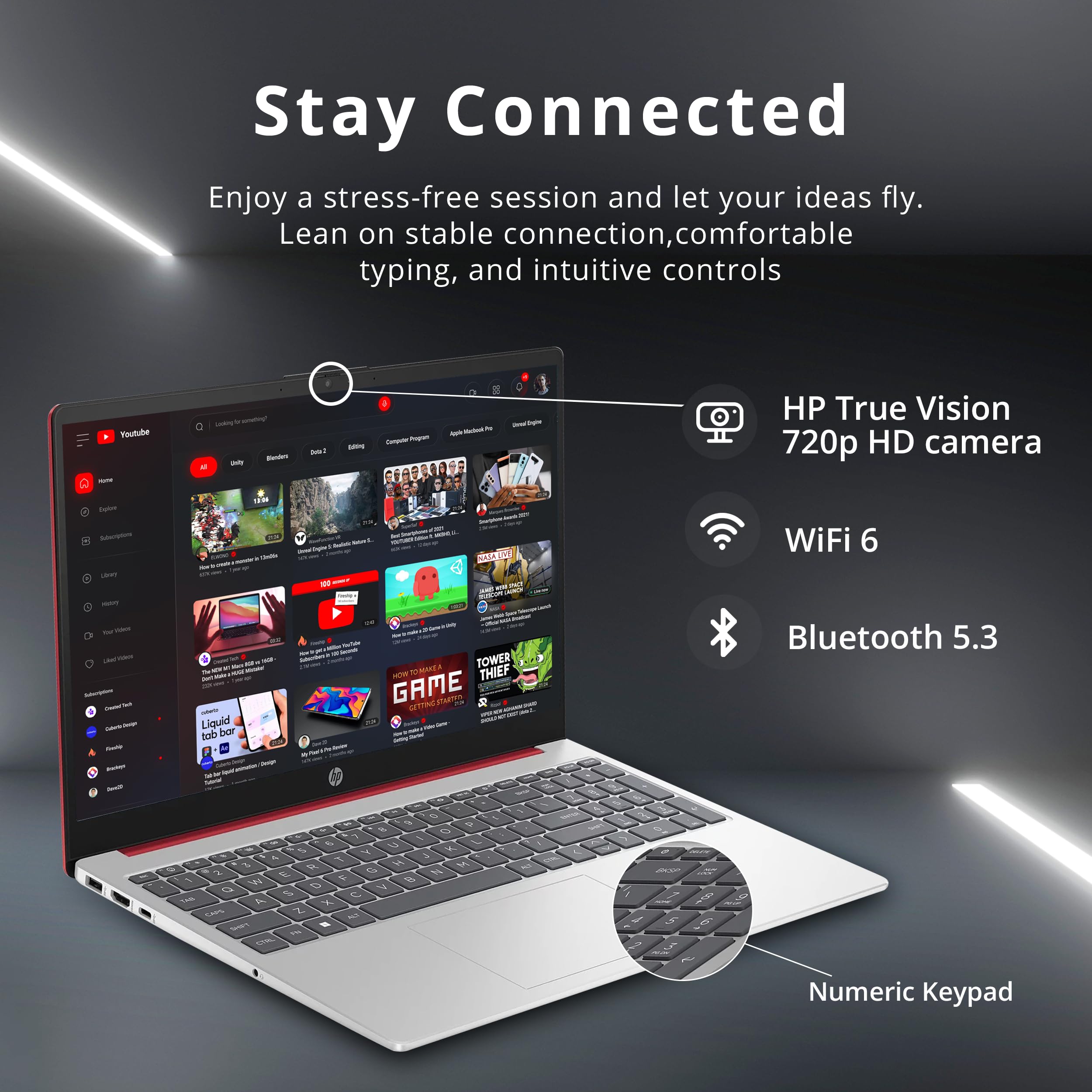 HP 15.6" HD Student Laptop, Intel Pentium Silver N5030, 32GB RAM, 2TB PCIe SSD, 1 Year Free Office 365, Intel UHD Graphics, HD Webcam, Numpad, Wi-Fi 5, Bluetooth, Win11, Red, 32GB Hotface USB Card