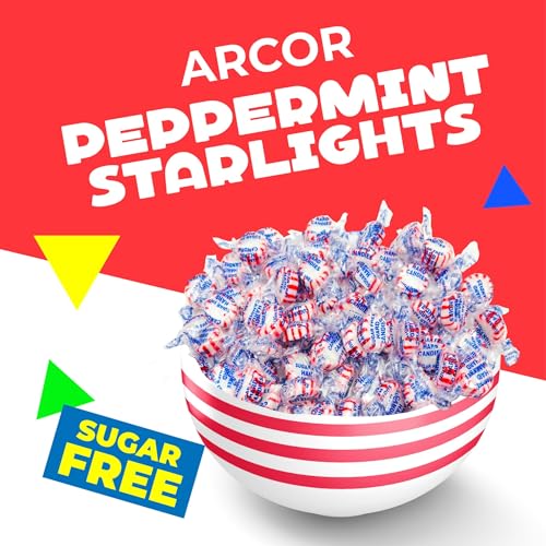 LaetaFood Sugar Free Peppermint Pinwheel Starlight Hard Candy (1 Pound Bag)