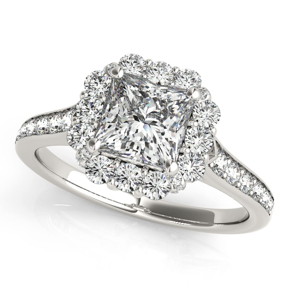 Moissanite Rings for Women Princess Cut 1 CT Halo Wedding Ring Set Engagement Rings for Women S925 Sterling Silver Size 6