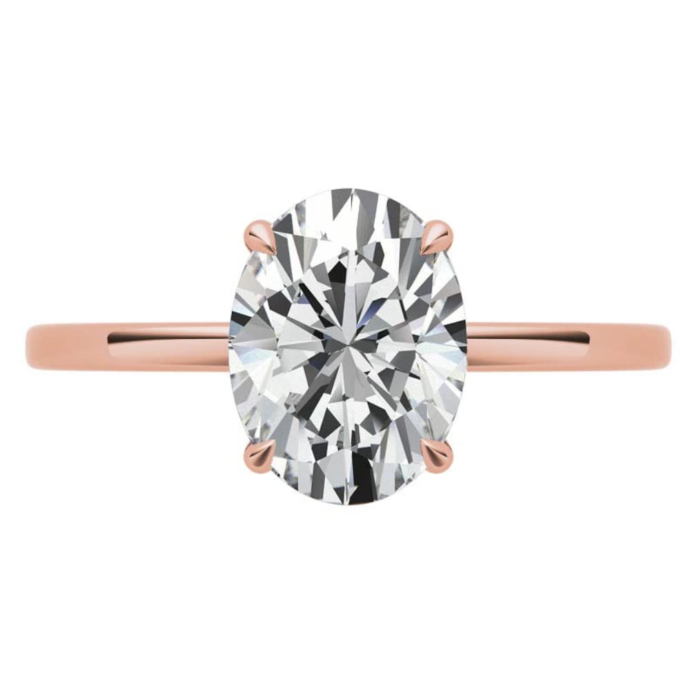 Moissanite Solitaire Engagement Ring Set 2 CT Oval Cut Moissanite Bridal Wedding Ring Set for Women Handmade VVS Colorless (14K Solid Rose Gold)