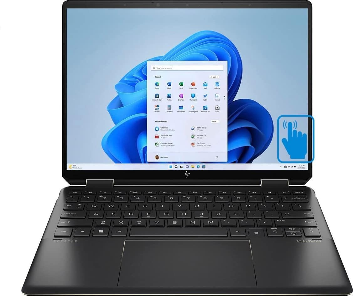 HP Spectre x360 2-in-1 Laptop, 13.5" FHD+ IPS Touchscreen, Intel i7-1355U 10-Core, Iris Xe Graphics, 16GB LPDDR4, 512GB SSD, Backlit KB, Thunderbolt 4, FP Reader, Wi-Fi 6E, Win10 Pro, COU 32GB USB
