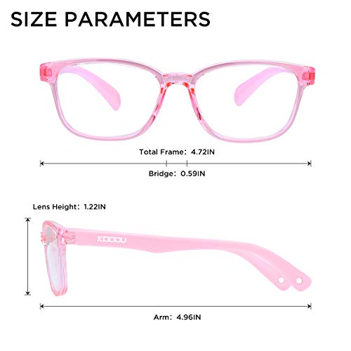 KDDOU 2 Pack Kids Blue Light Blocking Glasses for Girls & Boys 3-12, Toddler Fake Play Computer Screen Bluelight Blocker (Pink+ Purple)