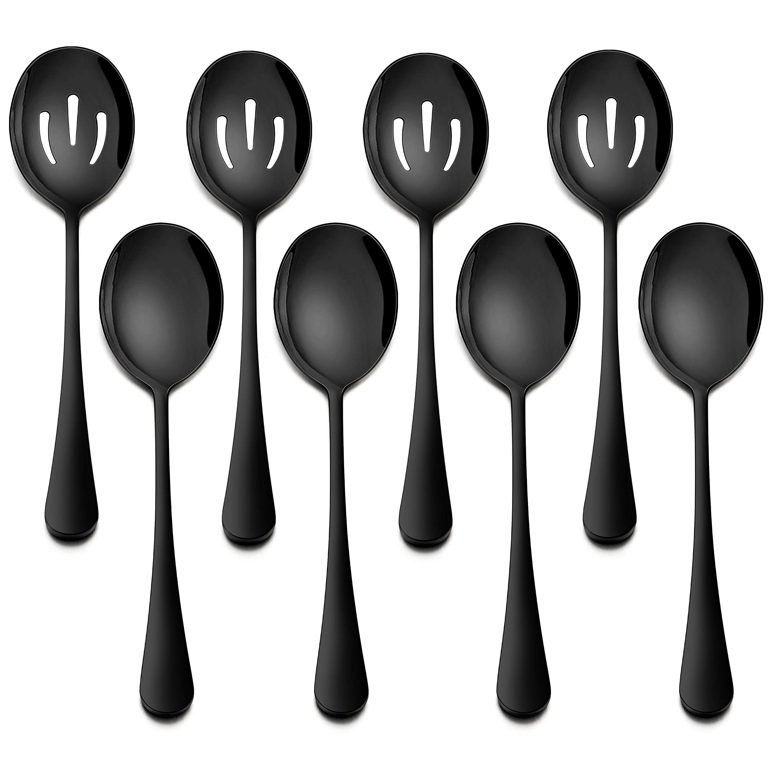 Homikit Stainless Steel 4 Copper Serving Spoons, 4 Copper Slotted Serving Spoons, Metal Buffet Dinner Party Banquet Restaurant Catering Serving Utensils, Mirror Polished, Dishwasher Safe