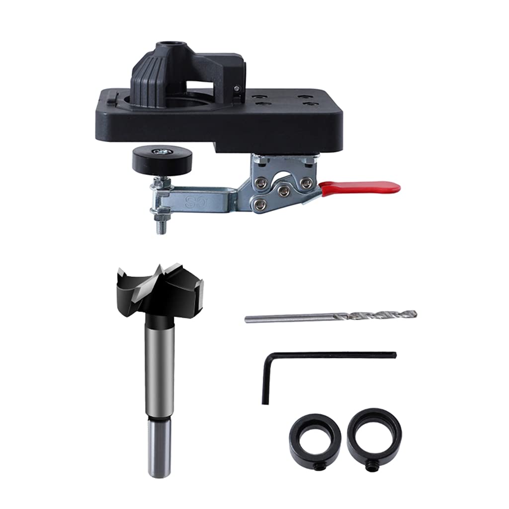 Hinge Boring Jig Woodworking Hole Drilling Guide Locator With Fixture Aluminum Hole Opener Template Door Cabinets Tools Boring Hole Drill Guide Dowel Jig Kit Hinge Hole Opener Woodworking 35mm Tool