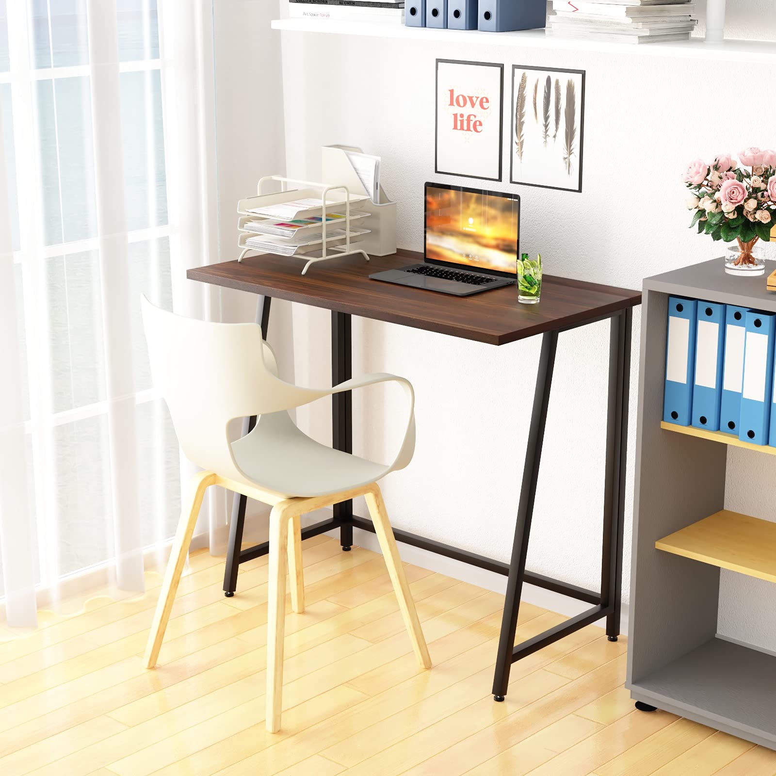 JANE EYRE Small Folding Computer Desk - 31.5 inch Foldable Study Writing Table Home Office Desk for Small Space & Corner