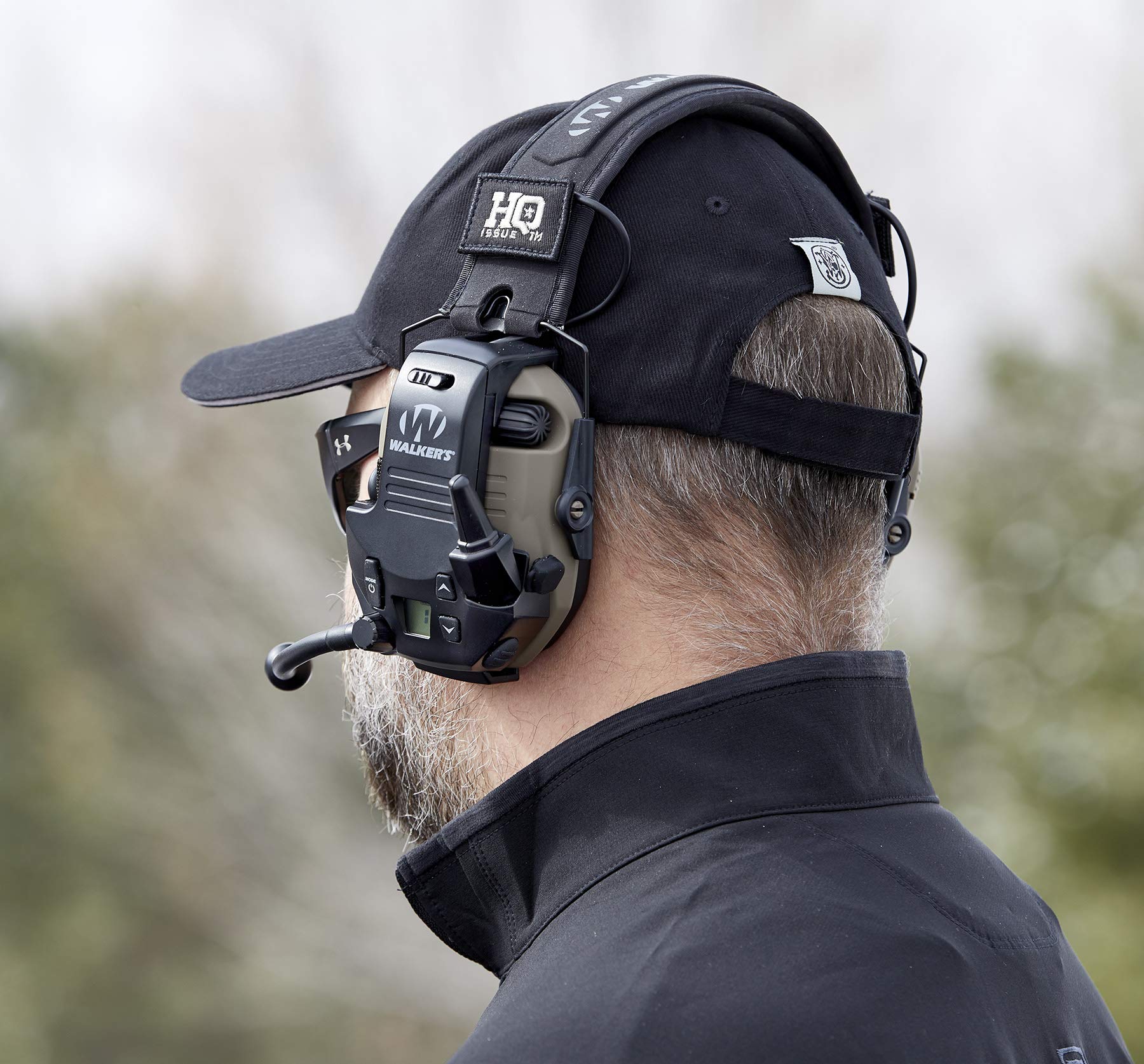 HQ ISSUE Walker's Razor Slim Low Profile Electronic Ear Muffs with Walkie Talkie, Shooting Hearing Protection 2 Pack Flat Dark Earth