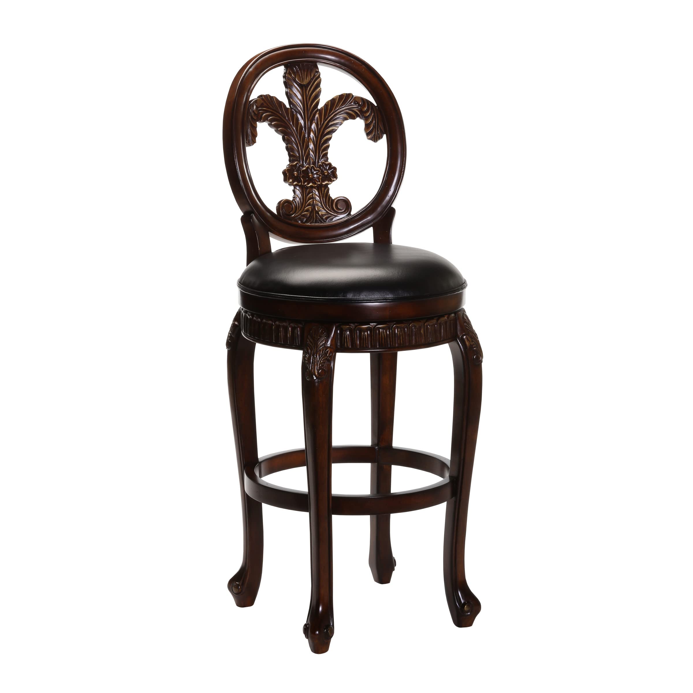 Hillsdale Furniture Fleur de Lis Swivel Bar Stool, Distressed Cherry with Gold Highlights