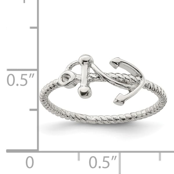 IceCarats 925 Sterling Silver Anchor Ring Size 7
