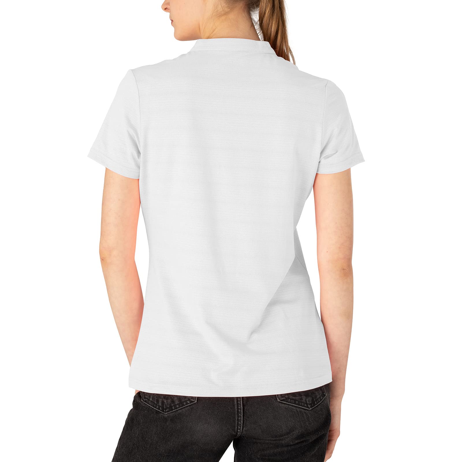 JHMORP Women's Dry Fit Golf Polo Shirts Short Sleeve V Neck Workout Athletic T-Shirts White,XL