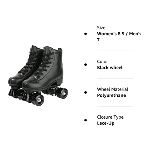 XUDREZ Roller Skates,Double Row Skates Adjustable Leather High-top Roller Skates Perfect Indoor Outdoor Adult Roller Skates with Bag (Black Wheel,44-US:11)