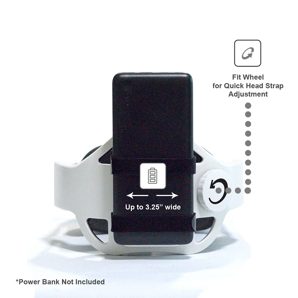 Immersant VR Accessories for Meta Quest 2 - Head Strap with Battery Holder for Meta Quest 2 - for Power Banks with Up to 3.25" Width