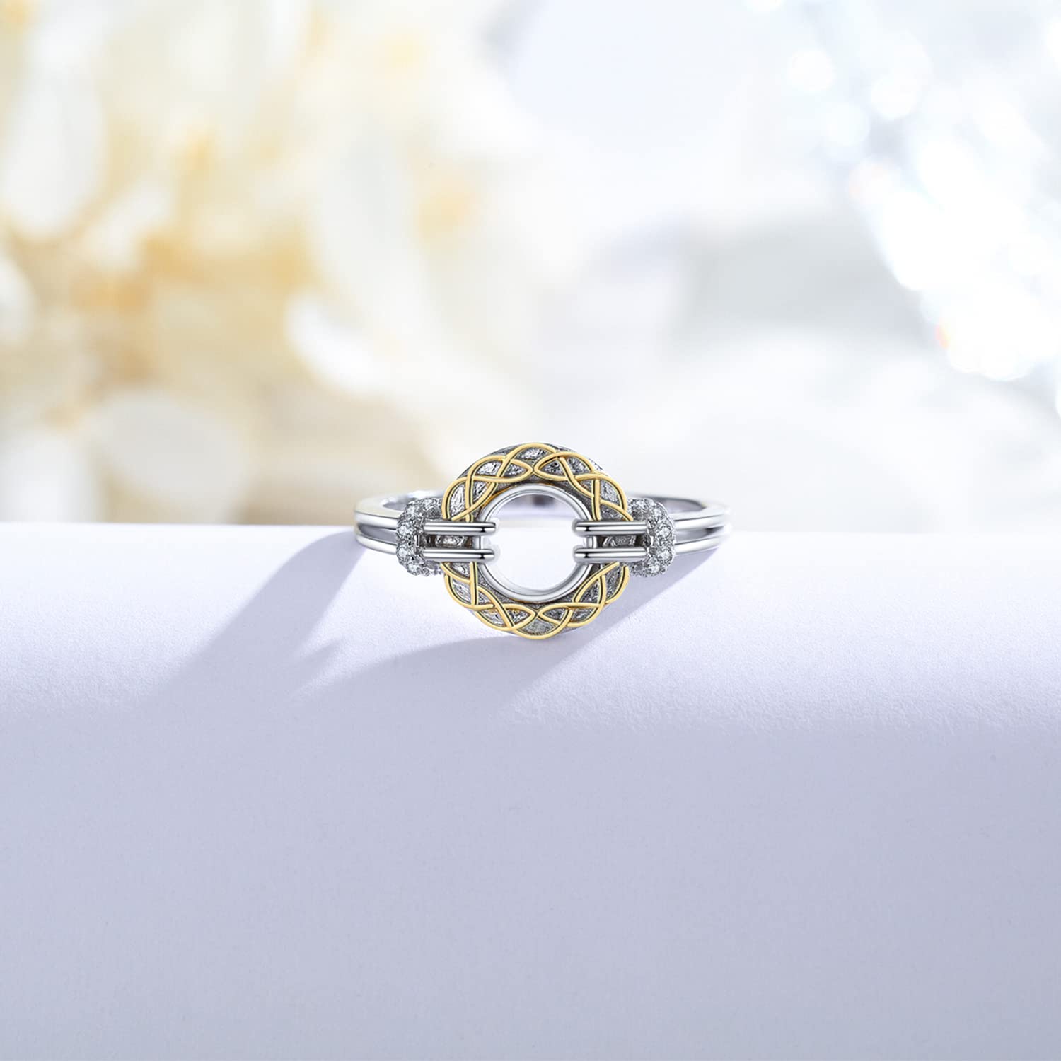 JUSTKIDSTOY Celtic Knot Ring 925 Sterling Silver Wedding Eternity Band Ring Thumb Ring for Women Celtic Jewelry Gifts