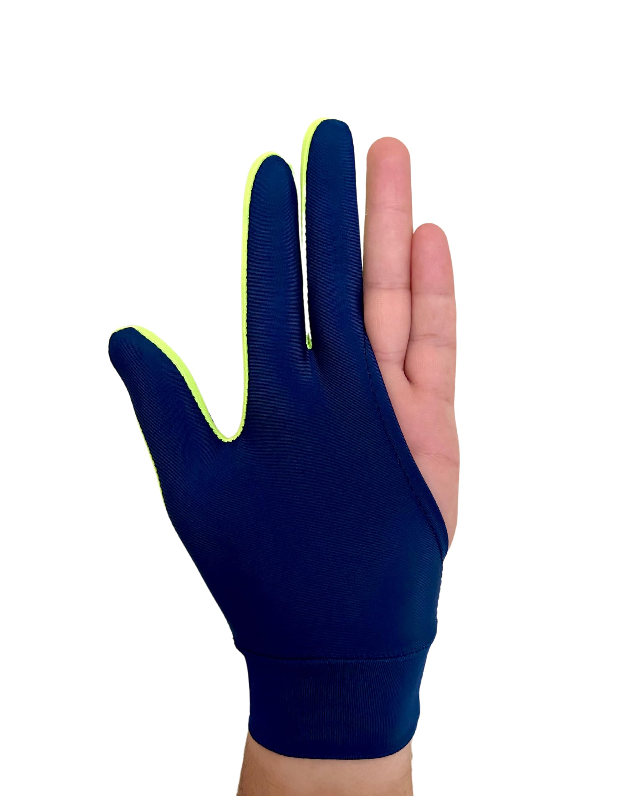 Guantes Pool Professional Billiard Glove, Quick Dry, Snooker Cue Sport for Left and Right Hand (Blue Yellow)